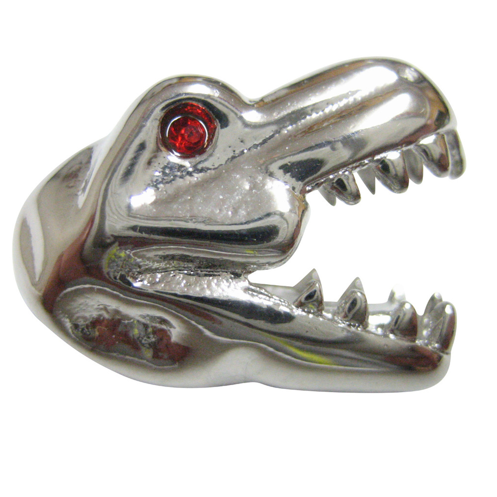 Silver Toned T Rex Dinosaur Head Magnet - Gem